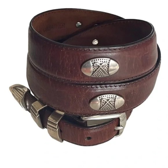Accessories | Danbury Brown Golf Club Conchos Top Grain Leather Belt ...